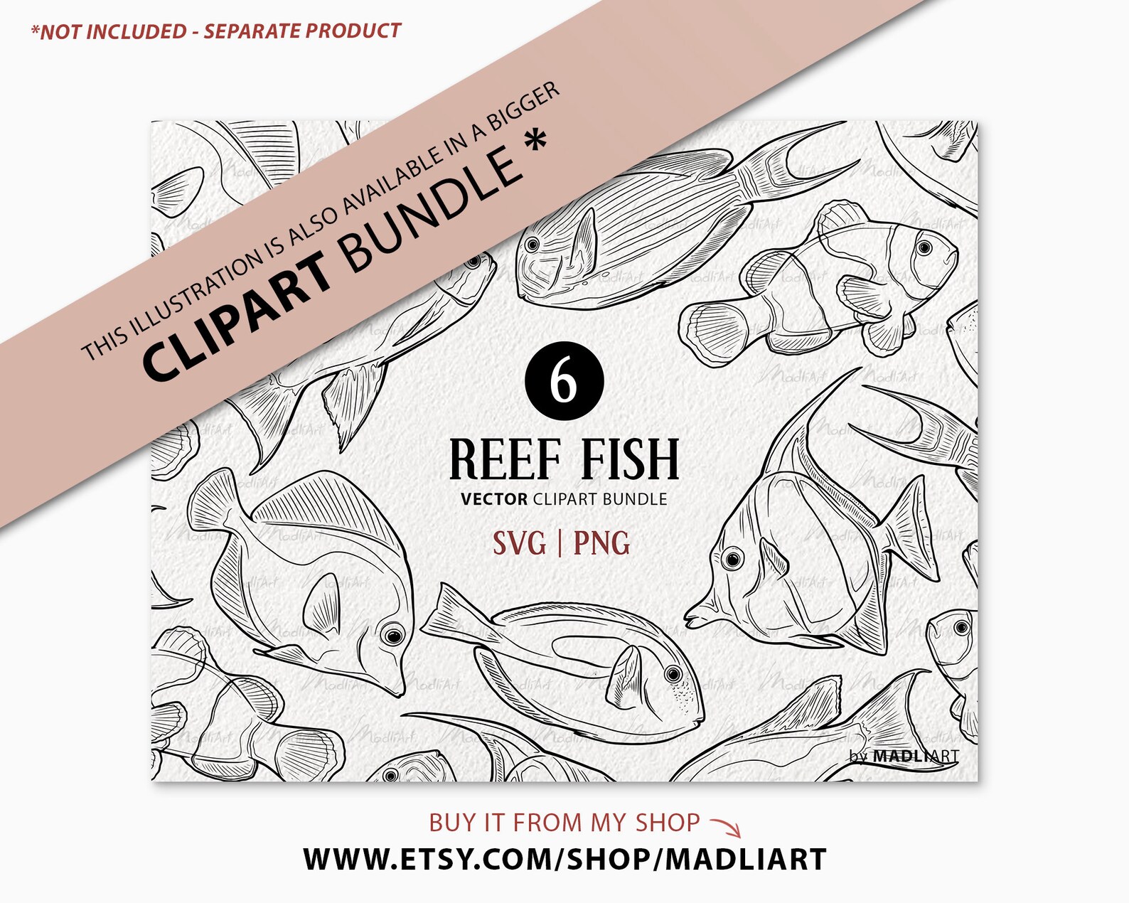 Yellow Tang Vector Clipart. Coral Reef Fish SVG Drawing. Ocean Fish ...