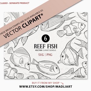 6 Procreate Coral Reef Fish Stamps. Tropical Fish Tattoo Design. Ocean ...