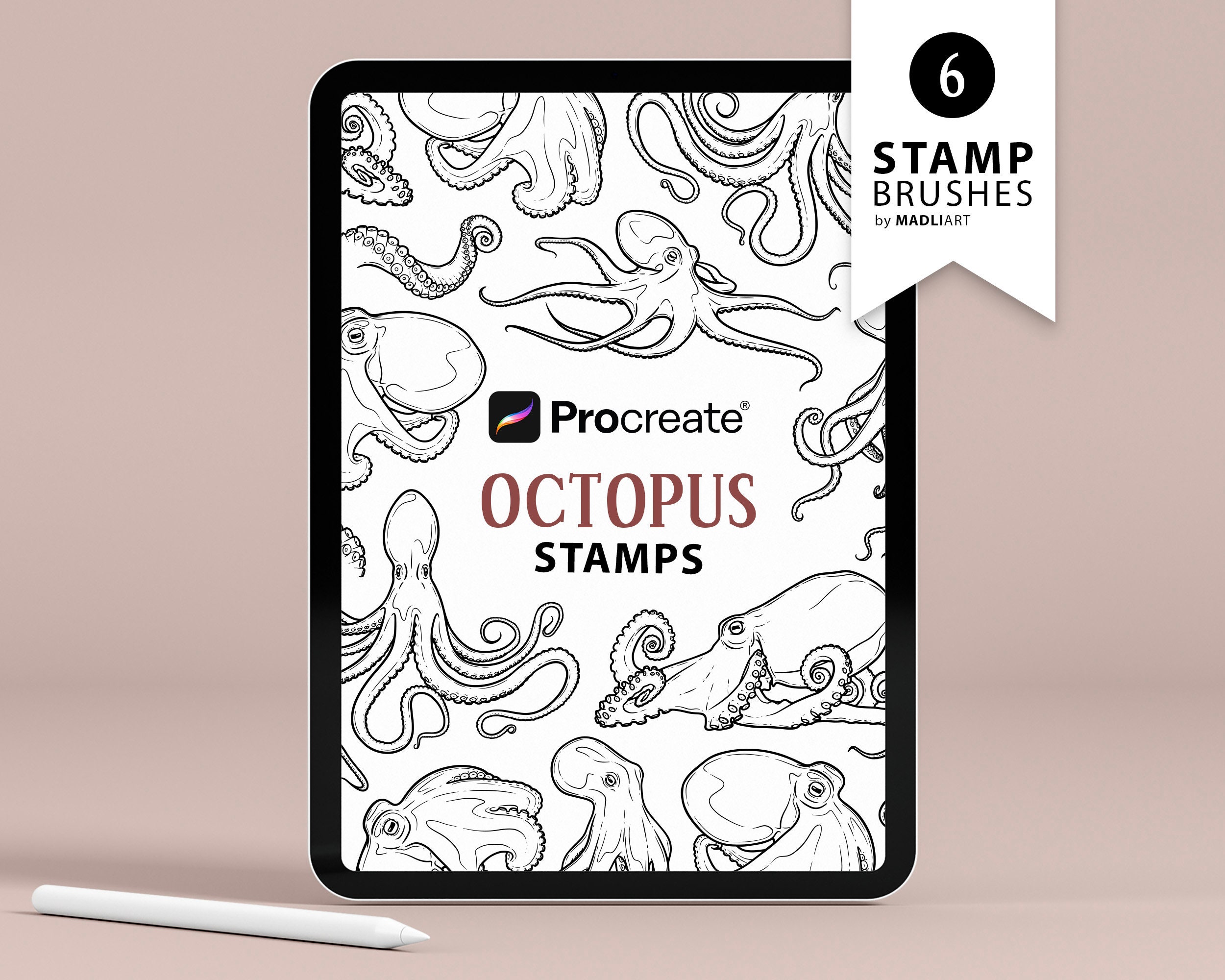 6 Procreate Octopus Stamps. Octopus Tattoo Design. Ocean - Etsy