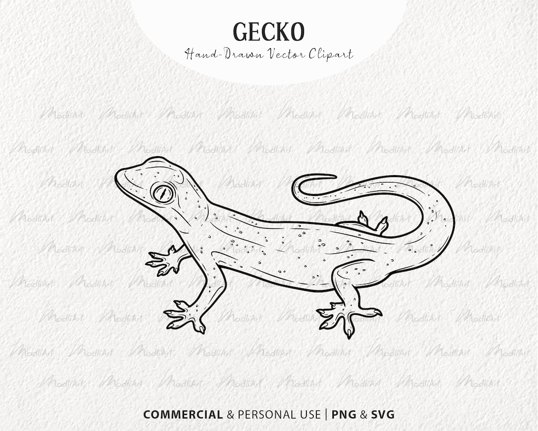Gecko SVG Clipart. Lizard Vector Drawing. Leopard Gecko, Crested Gecko ...