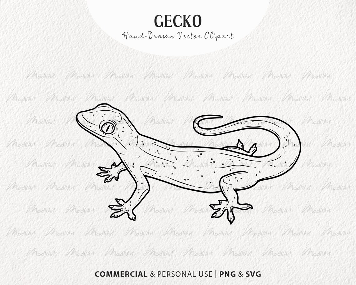 Gecko SVG Clipart. Lizard Vector Drawing. Leopard Gecko, Crested Gecko ...