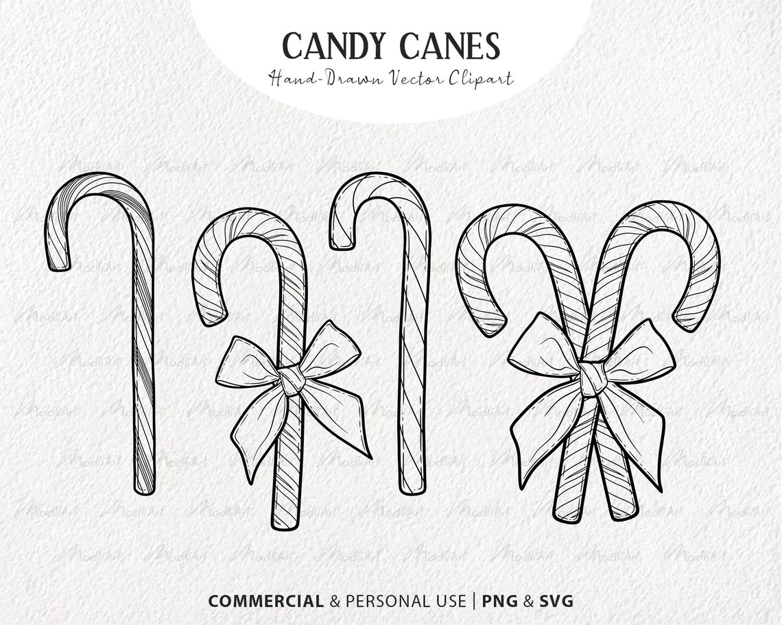 Candy Cane SVG Clipart Set. 4 Vector Christmas Candies. Winter - Etsy