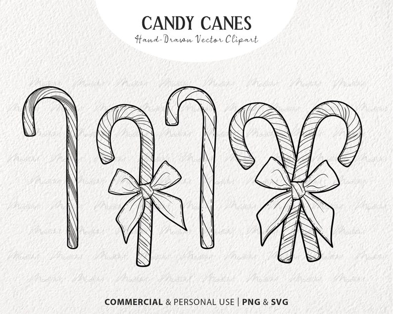 Candy Cane SVG Clipart Set. 4 Vector Christmas Candies. Winter Holiday ...