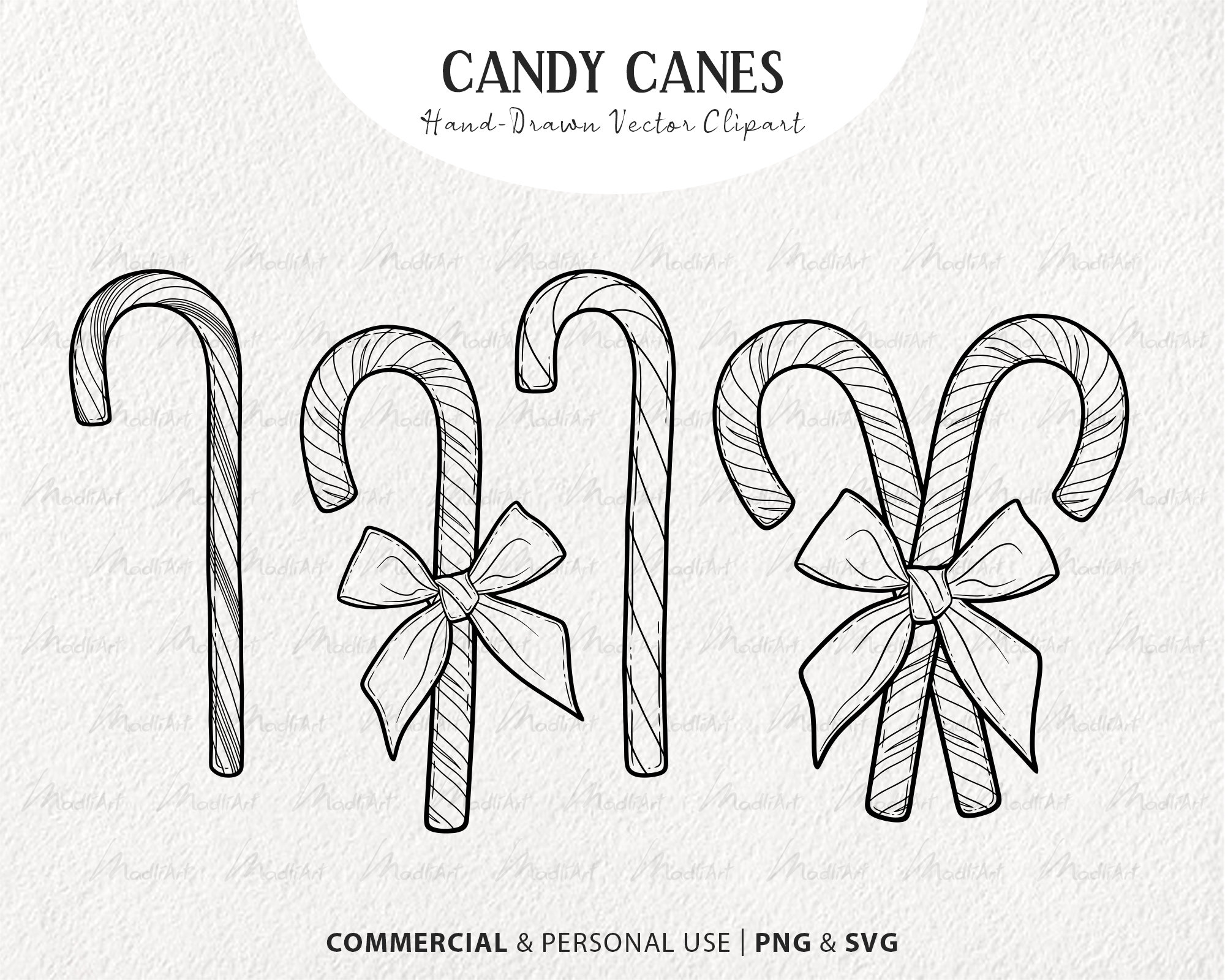 Candy Cane SVG Clipart Set. 4 Vector Christmas Candies. Winter Holiday ...