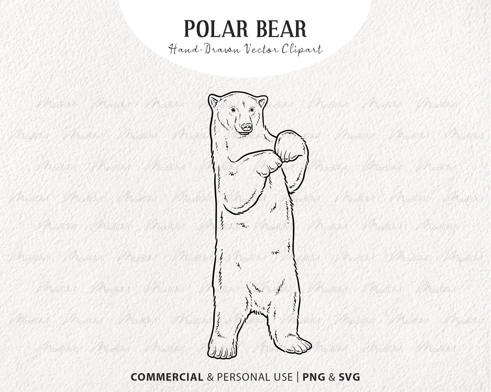 Polar Bear SVG Clipart. Standing Winter Bear Vector Outline. Ice Bear ...