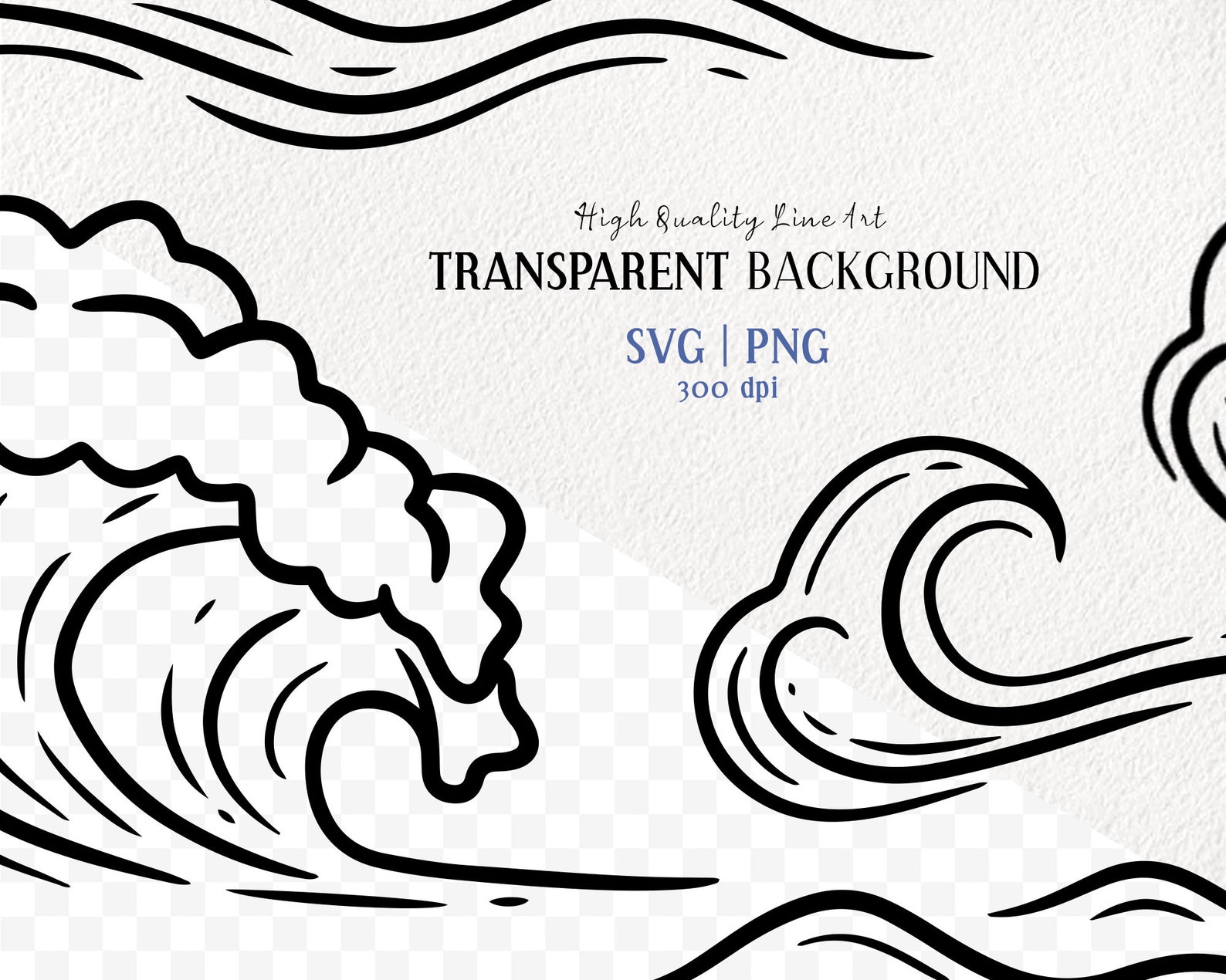 32 Waves Vector Clipart. Hand Drawn Wave Line Graphics. Beach - Etsy