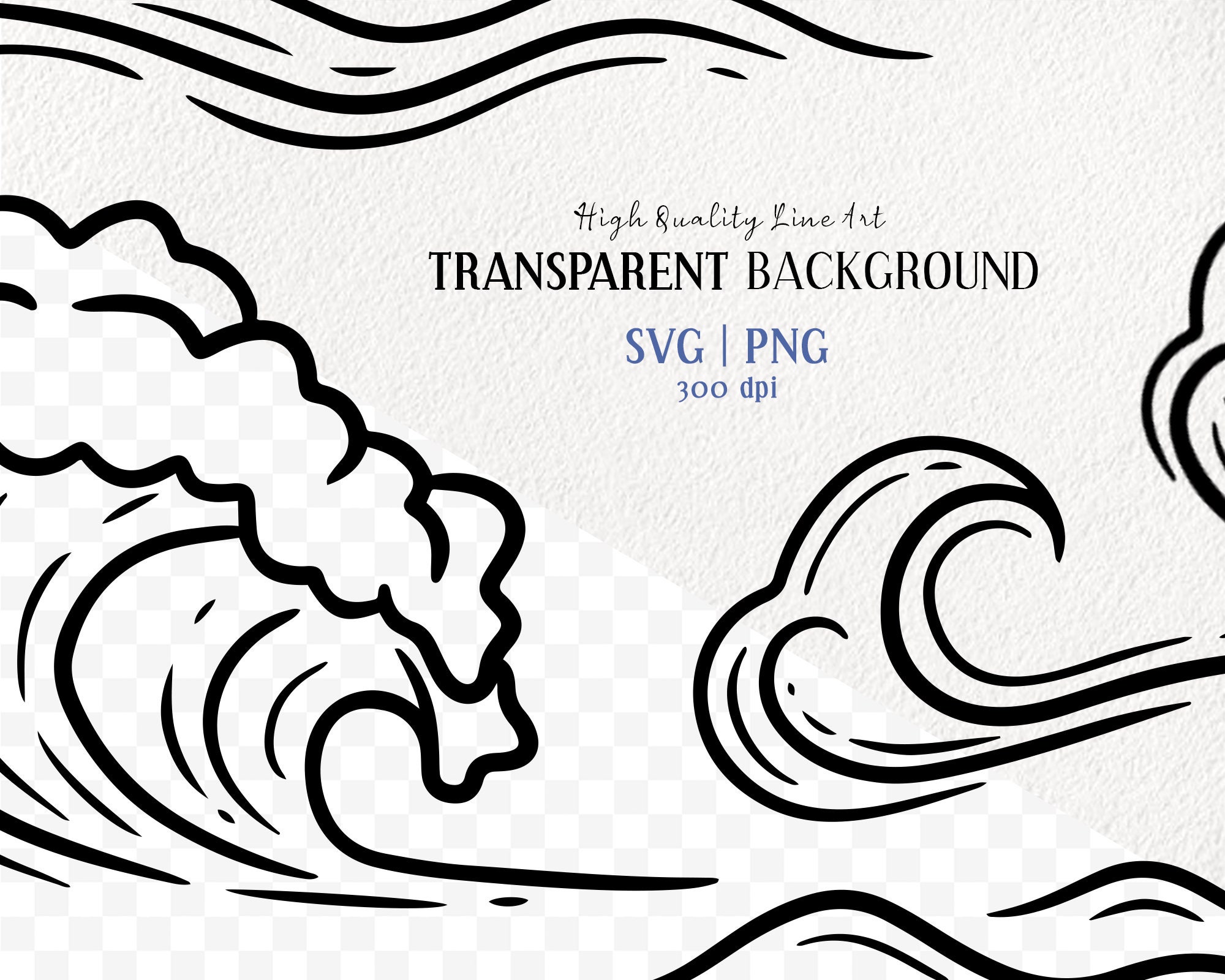 32 Waves Vector Clipart. Hand Drawn Wave Line Graphics. Beach - Etsy