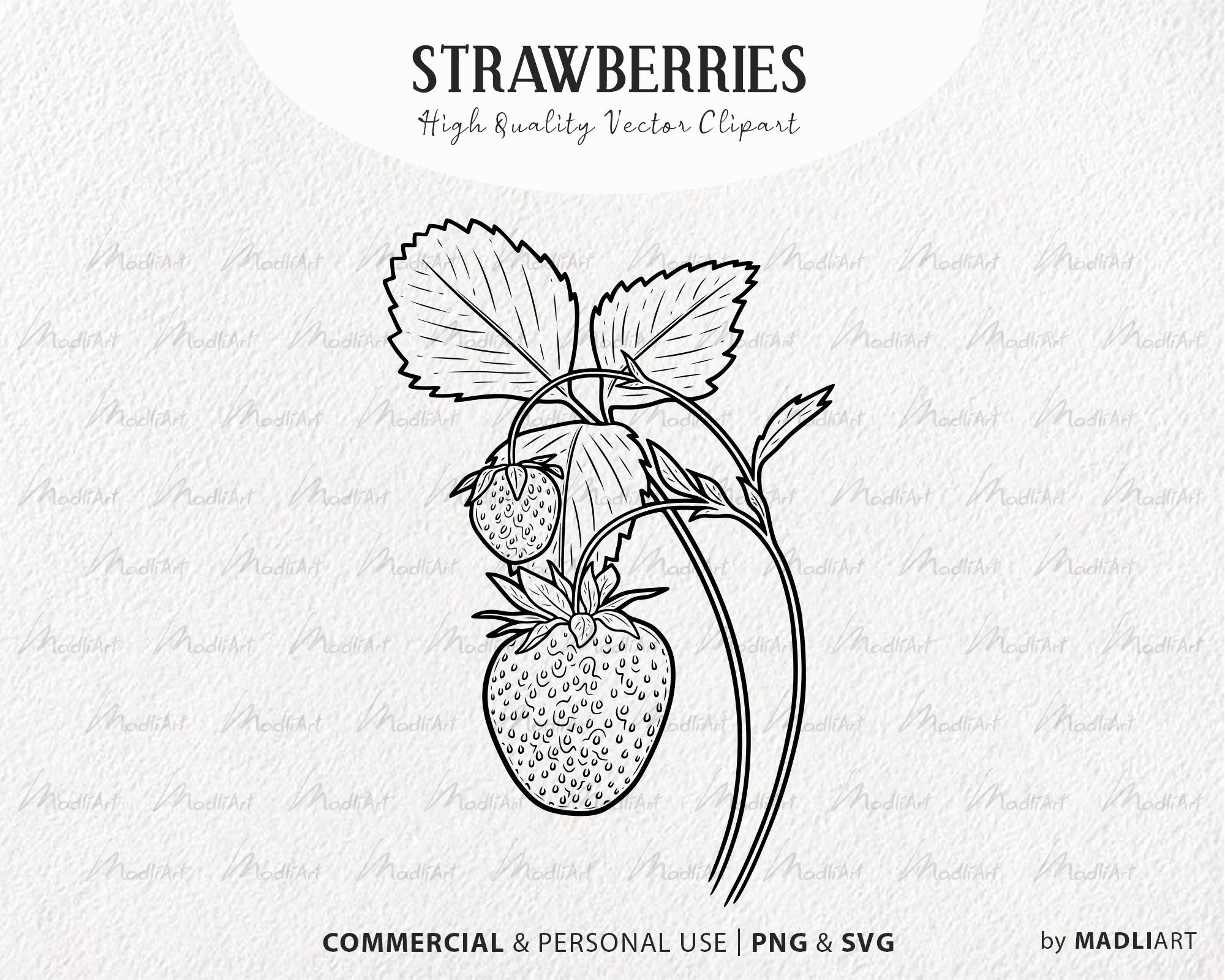 Strawberry SVG Clipart. Vector Strawberry Plant Outline. Strawberries ...