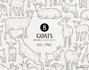 Goat SVG Clipart. Goat Vector Line Art. Farm Animal Drawing. Cute Goat ...