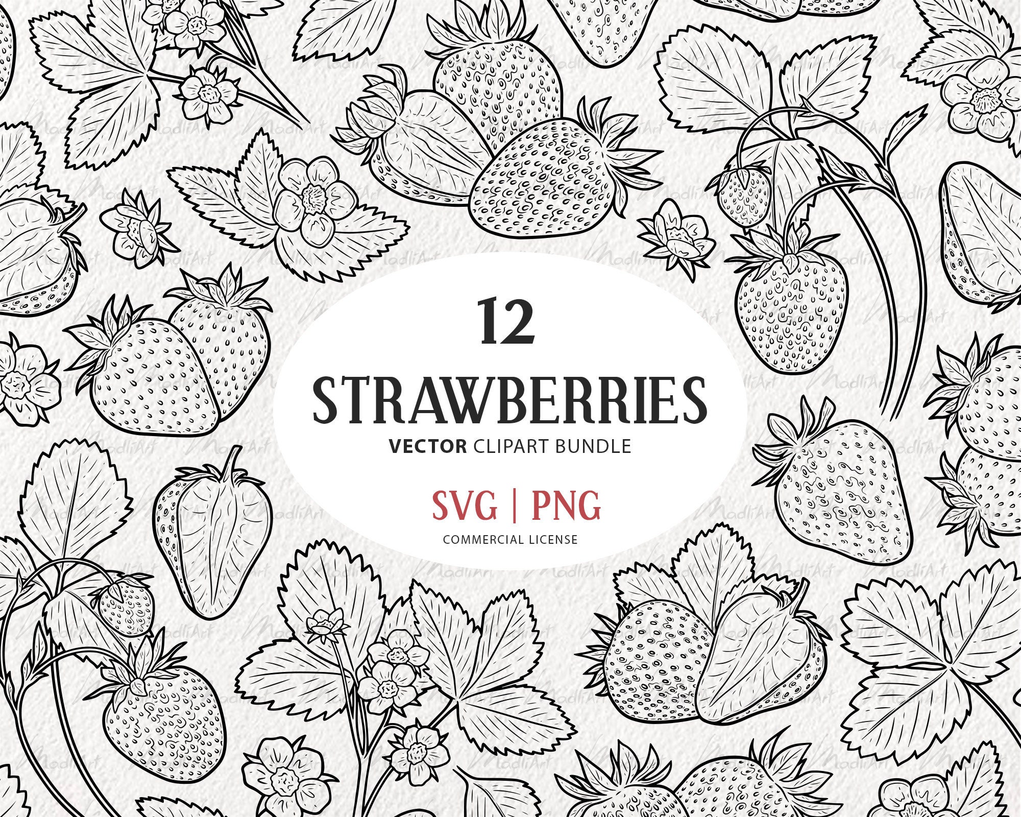 Strawberry SVG Clipart Bundle. 12 Vector Strawberries. - Etsy