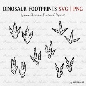 5 Dinosaur Footprints SVG Clipart Bundle. T-rex, Triceratops ...
