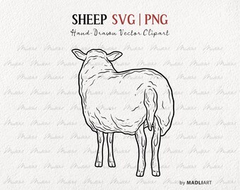 Sheep SVG Clipart. Sheep Clipart Outline Drawing. Sheep Vector Line Art ...