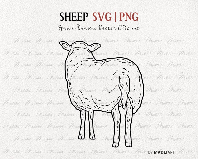 Sheep SVG Clipart. Sheep Vector Line Art. Farm Animal Drawing. Lamb ...