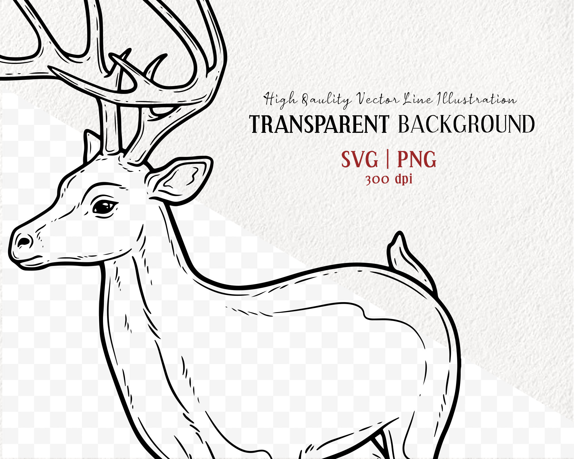Reindeer SVG Clipart Set. Rudolph Outline. Christmas Deer Vector Line ...