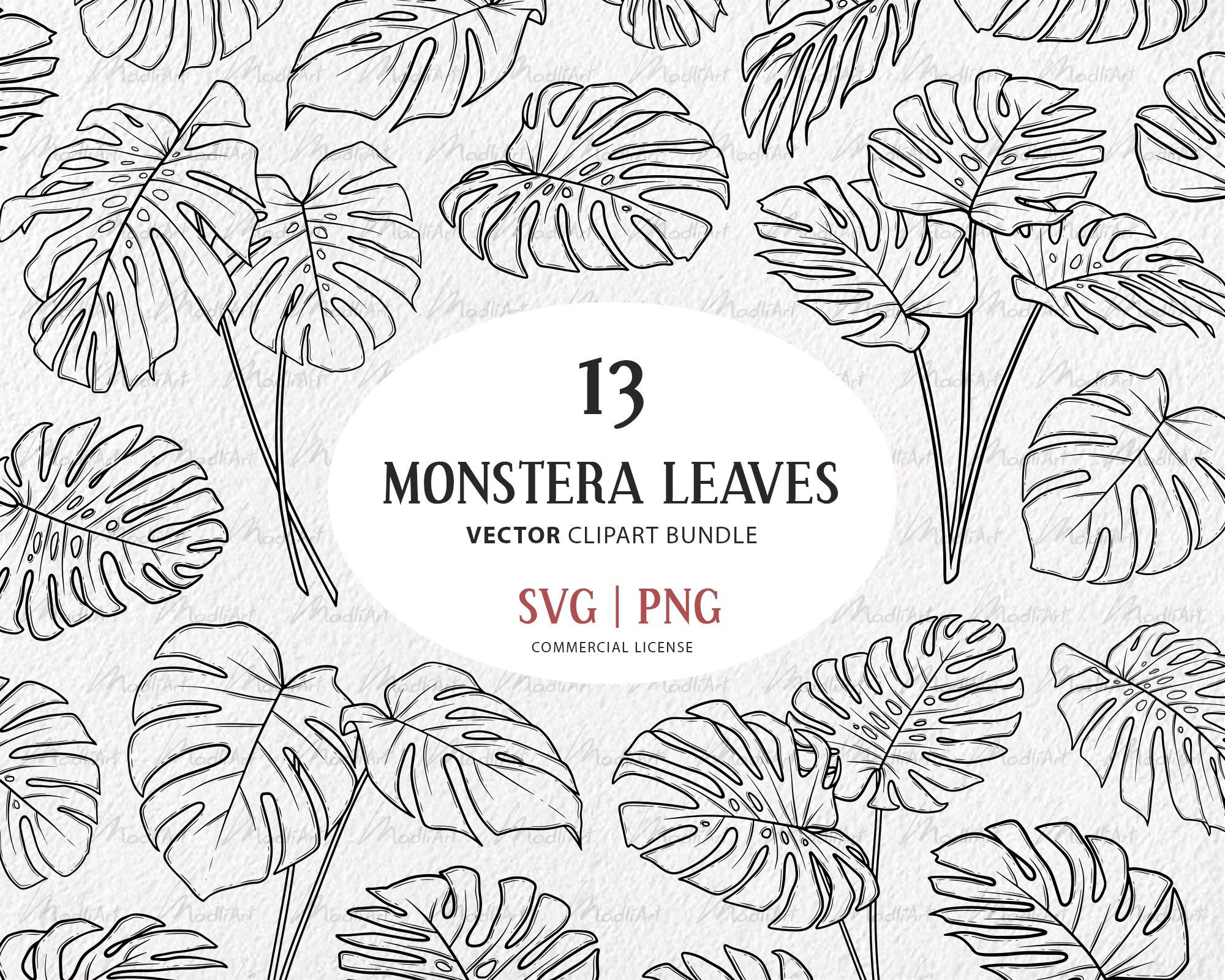 Monstera Leaf SVG Clipart Bundle. 13 Tropical Leaves. - Etsy