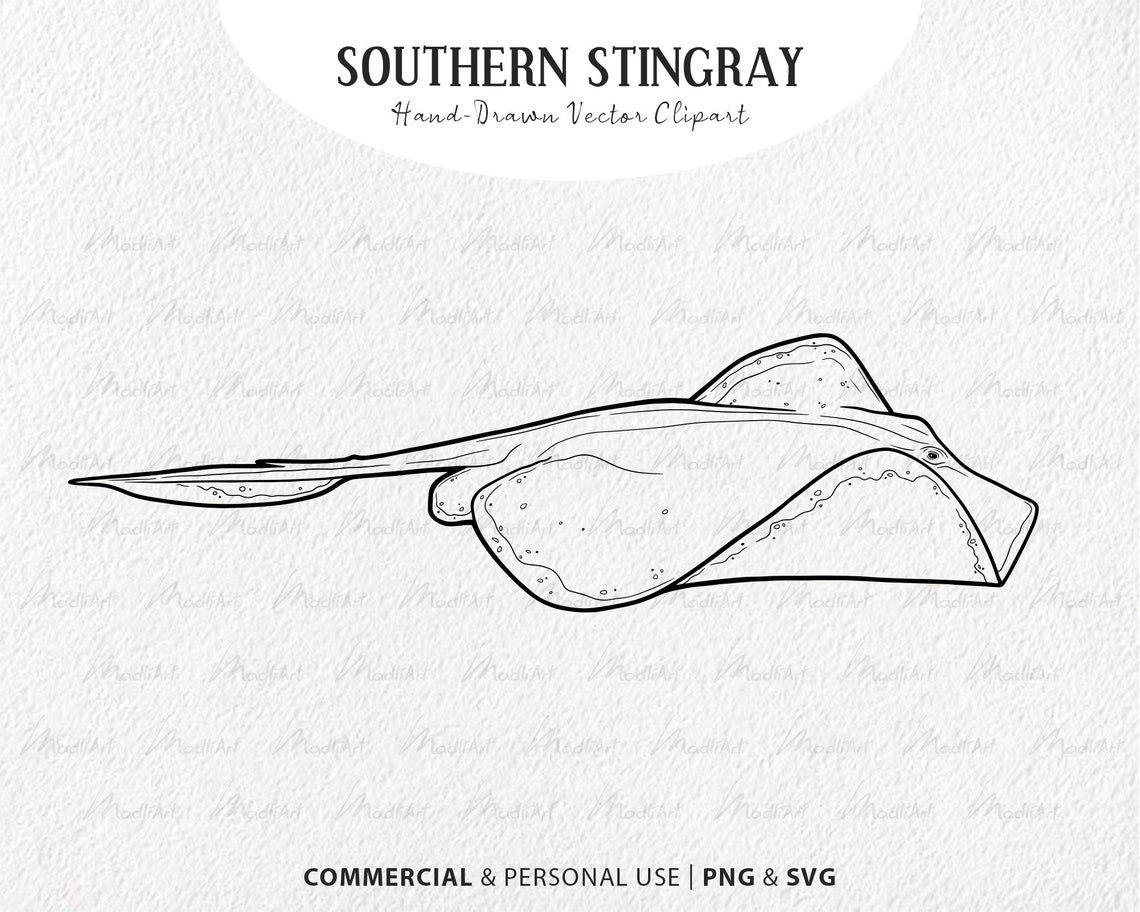 Southern Stingray SVG Clipart. Ray Fish Svg Illustration. Stingray ...