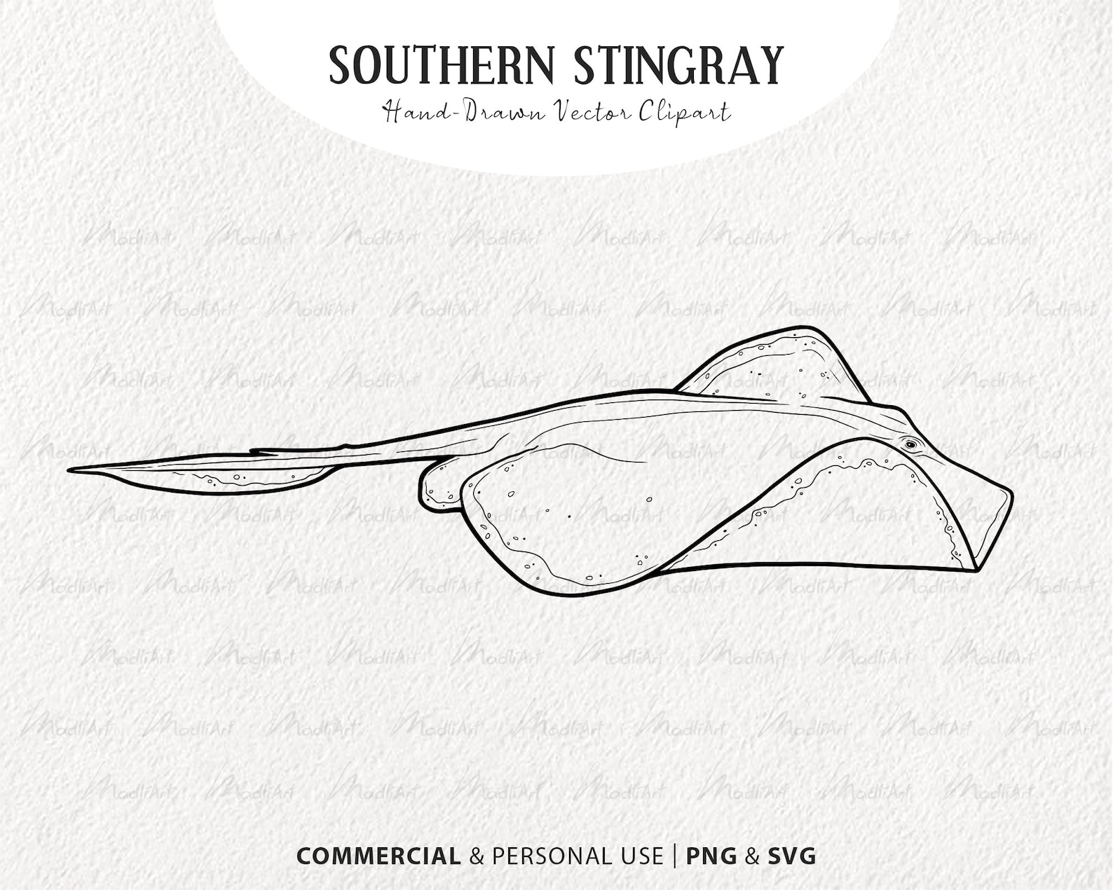 Southern Stingray SVG Clipart. Ray Fish Svg Illustration. Stingray ...