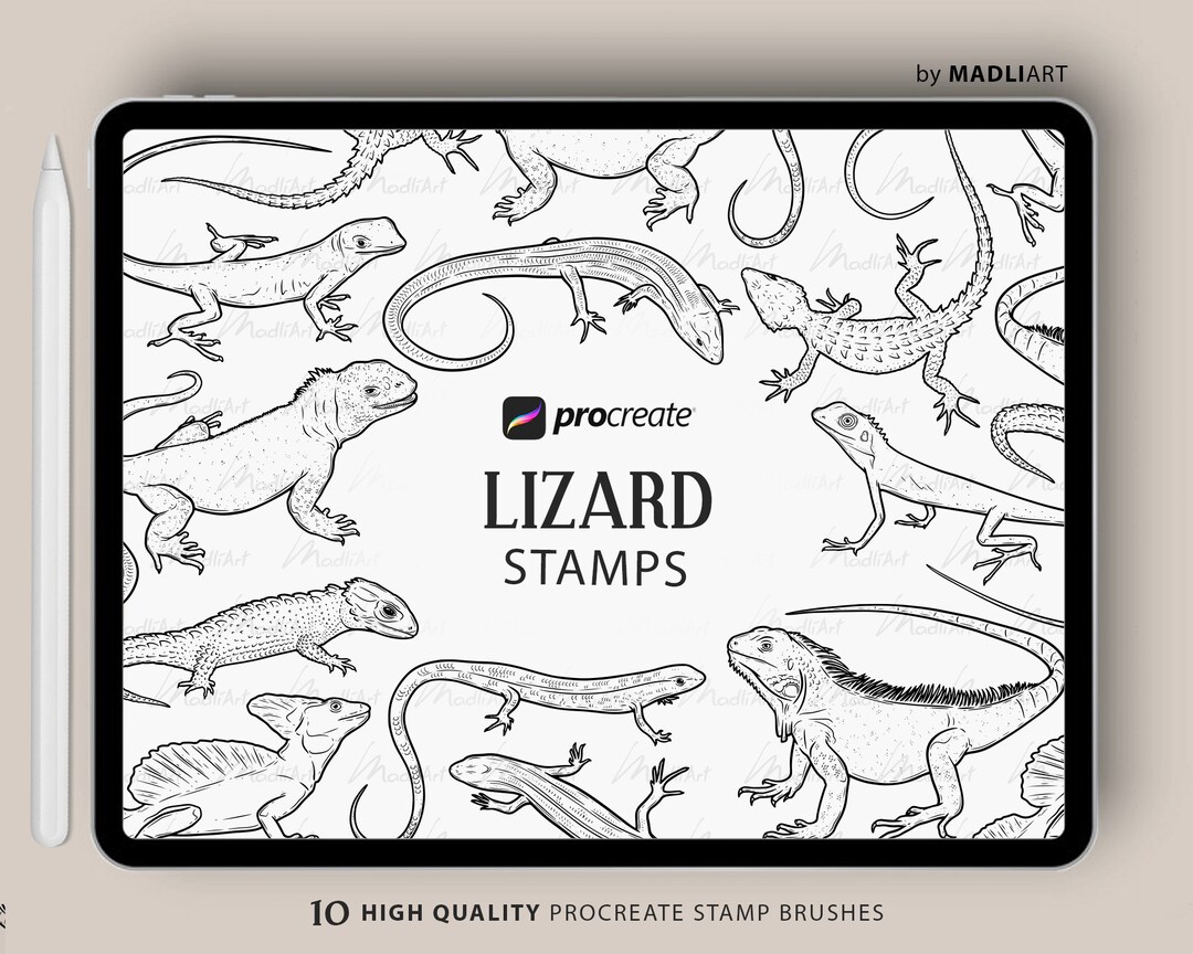 10 Procreate Lizard Stamps. Reptile Tattoo Designs. Basilisk - Etsy