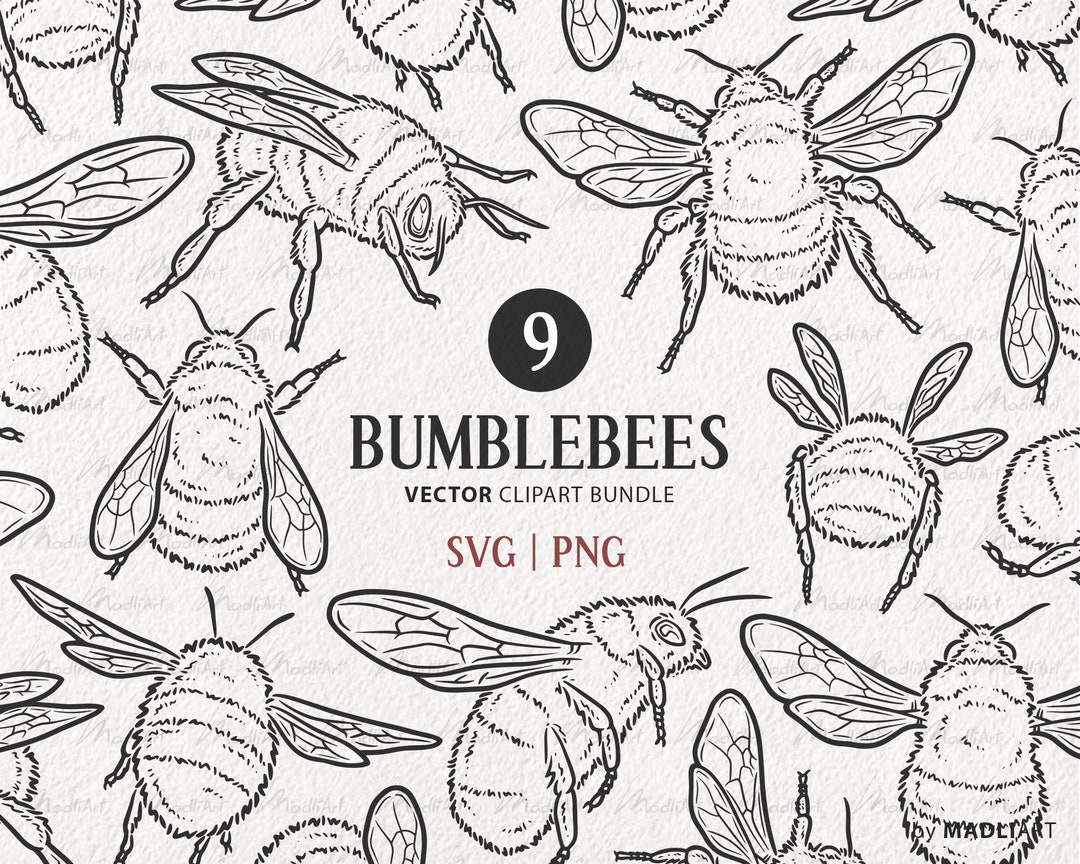 Bee SVG Clipart Bundle. Bumblebee Svg Outline Stamps. Honey Bee Vector ...