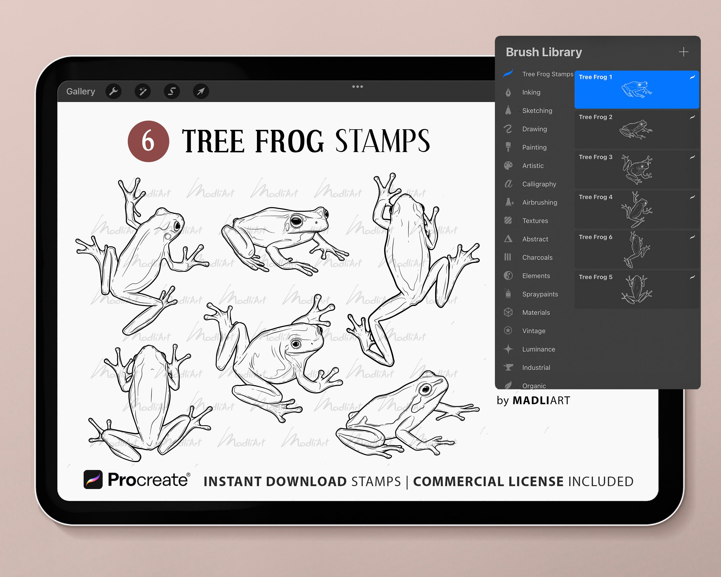 6 Procreate Tree Frog Stamps. Frog Tattoo Design. Green Tree Frog, Red ...