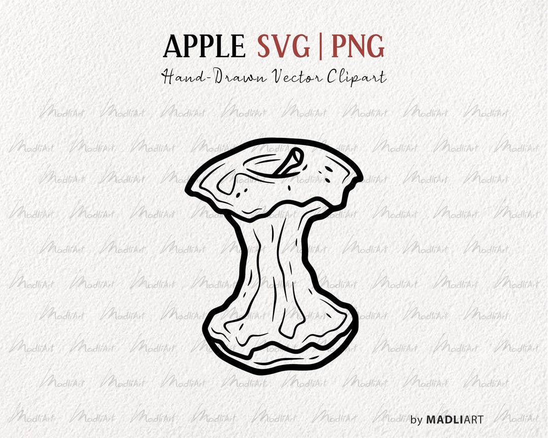 Apple Core SVG Clipart. Apple Vector Line Art. Apple Plant Fruit ...