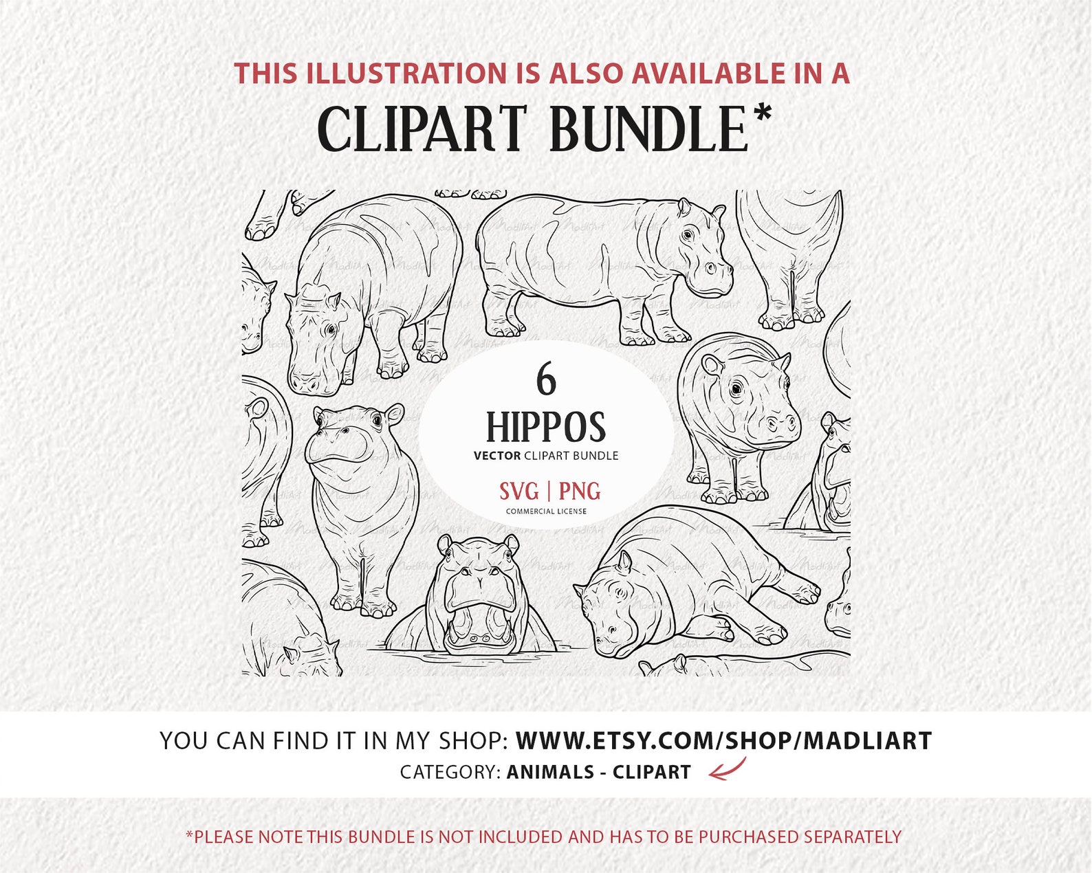 Swimming Hippo SVG Clipart. Hippopotamus Vector Drawing. Hippo Line Art ...