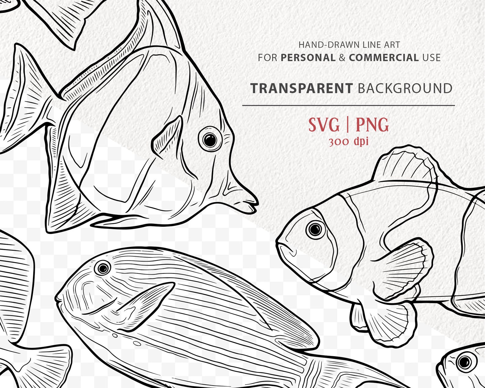 Coral Reef Fish Clipart Bundle. Ocean Vector Artwork Set. - Etsy