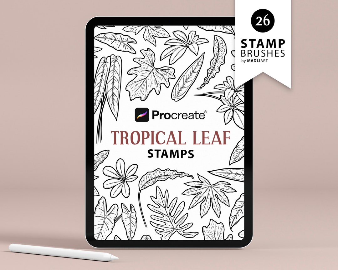 26 Procreate Tropical Leaf Stamps. Jungle Leaves Tattoo Design. Jungle Art Brushes. Leaves ...