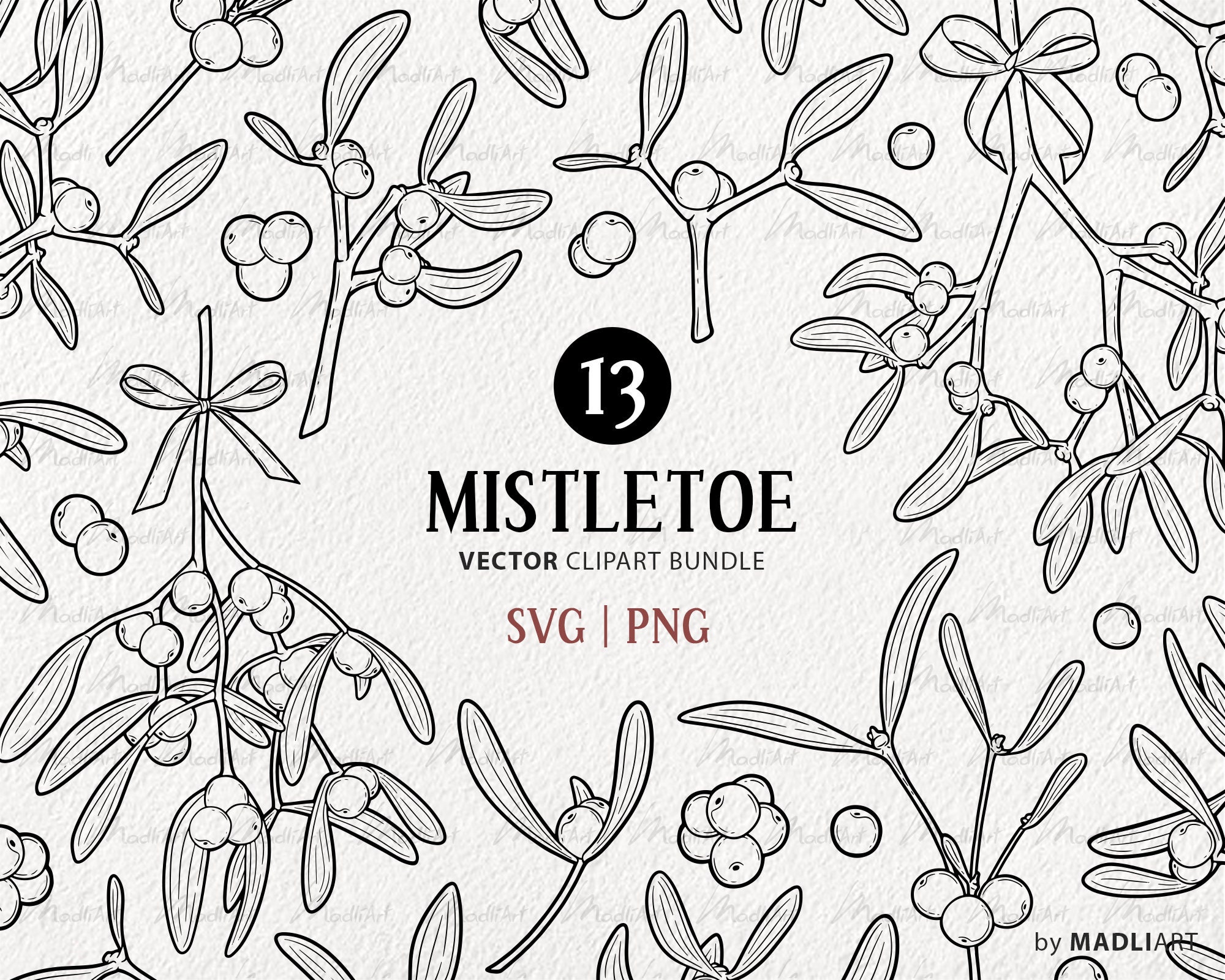 Christmas Mistletoe Vector Clipart Bundle. Mistletoe SVG - Etsy UK