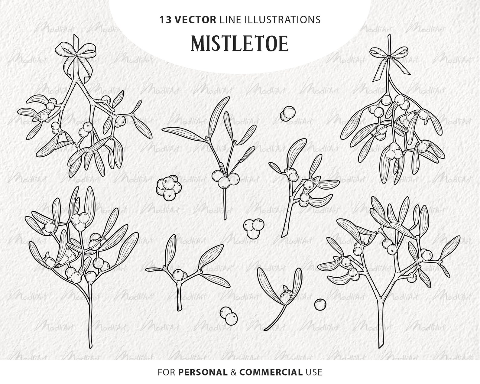 Christmas Mistletoe Vector Clipart Bundle. Mistletoe SVG - Etsy UK
