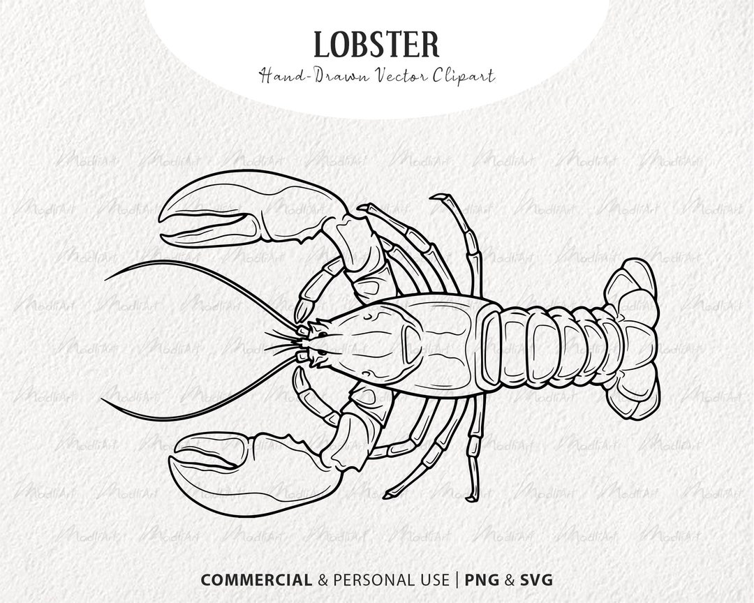 Lobster SVG Clipart. Lobster Vector Drawing. Hard Shell Sea Creature ...