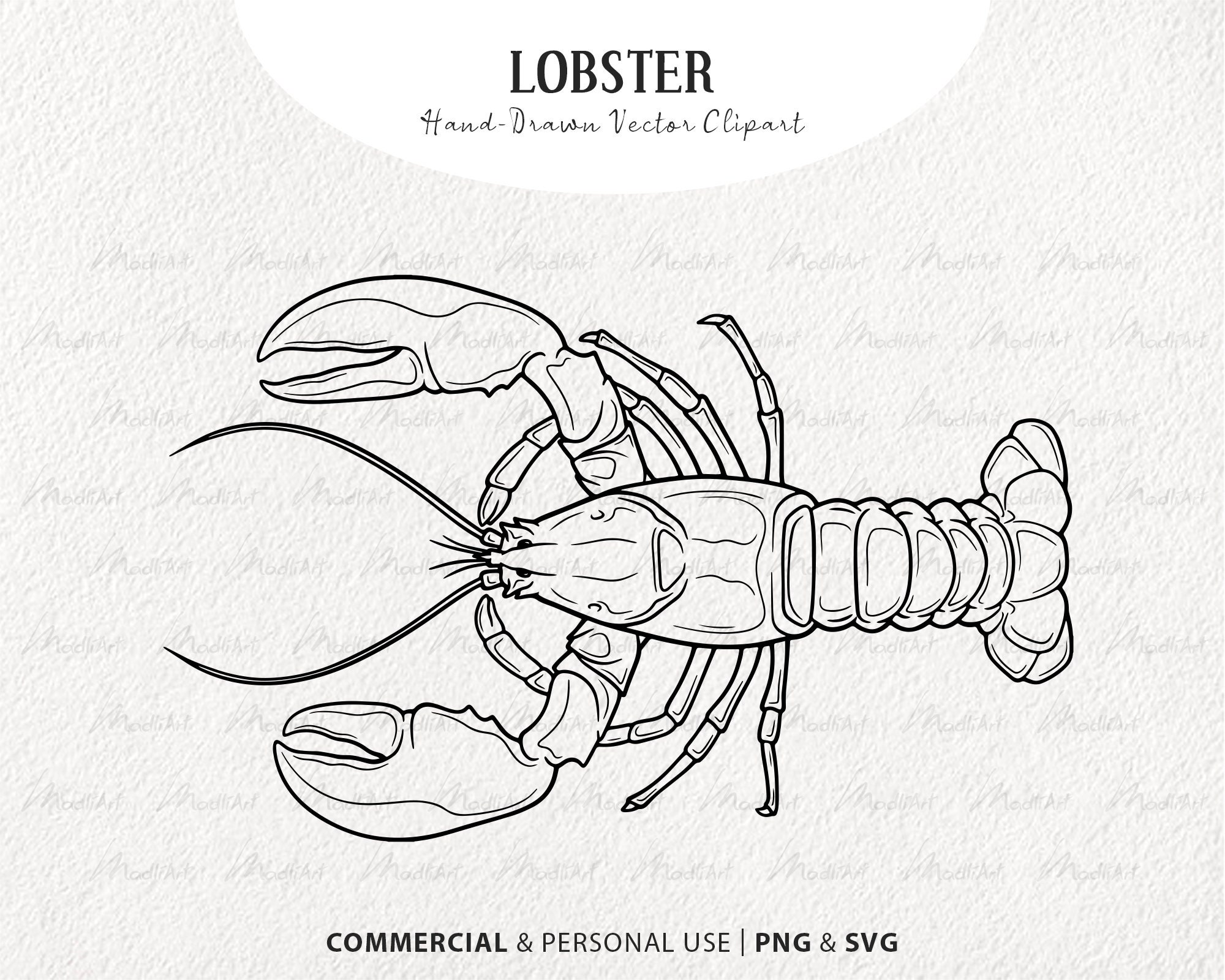 Lobster SVG Clipart. Lobster Vector Drawing. Hard Shell Sea Creature ...