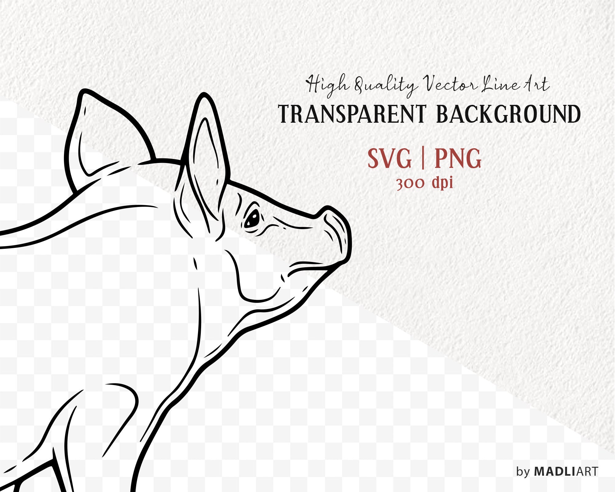 Pig SVG Clipart. Farm Animal Vector Line Art. Cute Piglet Drawing. Pig ...