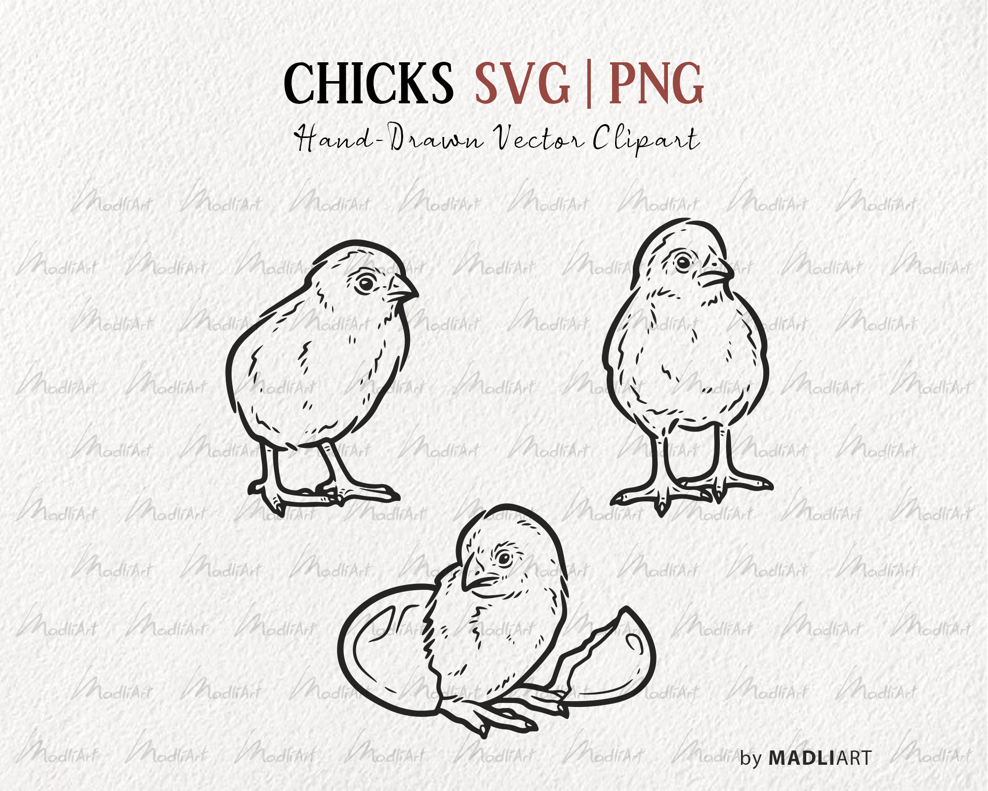 Chicks SVG Clipart. Chicken Vector Art. Hatching Chick Outline Drawing ...