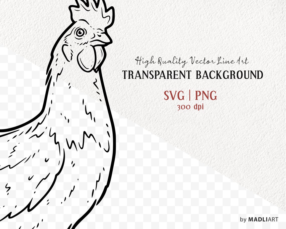 Chicken SVG Clipart. Farm Bird Vector Art. Hen Outline Drawing. Bird ...