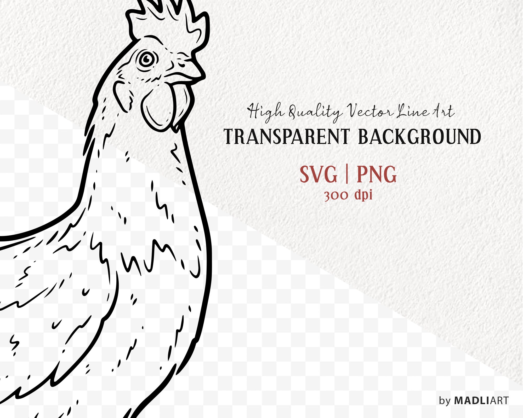 Chicken SVG Clipart. Farm Bird Vector Art. Hen Outline Drawing. Bird ...
