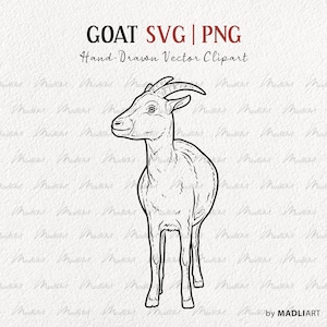 Goat SVG Clipart. Goat Vector Line Art. Farm Animal Drawing. Cute Goat ...