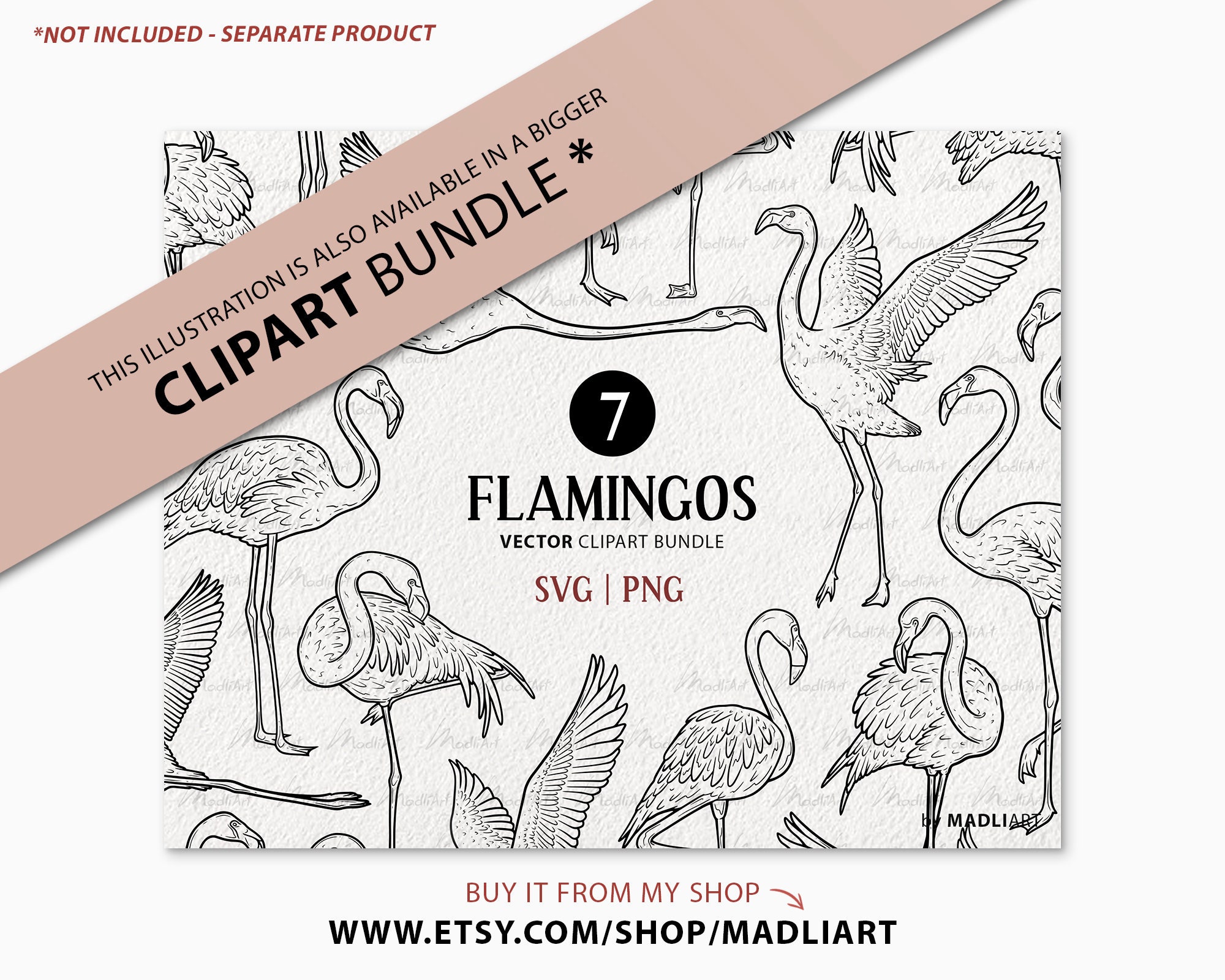 Flying Flamingo Vector Clipart. Hawaii Bird SVG Outline. Tropical ...