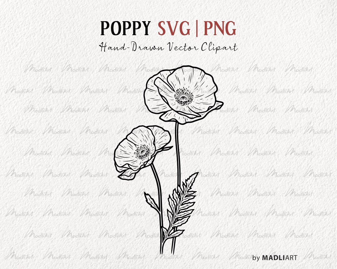 Poppy SVG Clipart. Poppy Vector Drawing. Wildflower Poppy Clipart ...