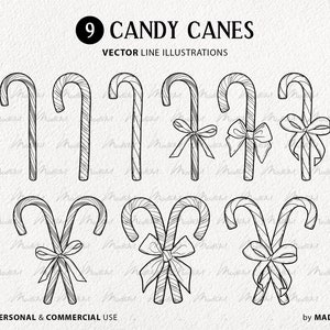 Candy Cane SVG Clipart Set. 9 Vector Christmas Candies. Winter Holiday ...