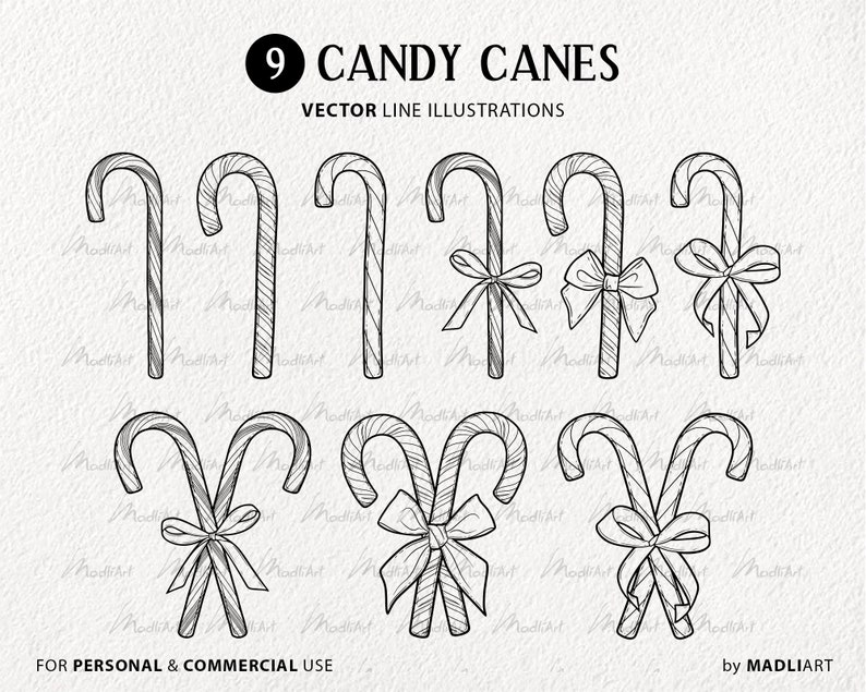 Candy Cane SVG Clipart Set. 9 Vector Christmas Candies. Winter Holiday ...