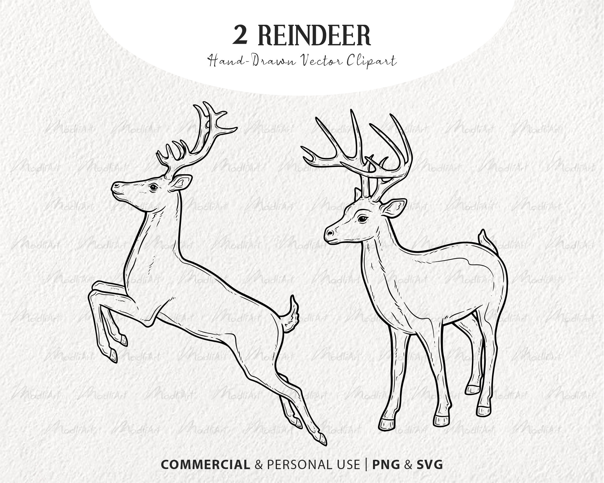Reindeer SVG Clipart Set. Rudolph Outline. Christmas Deer - Etsy UK
