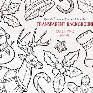 50 Christmas Holiday Clipart Bundle. Xmas Decor Vector Line Art ...
