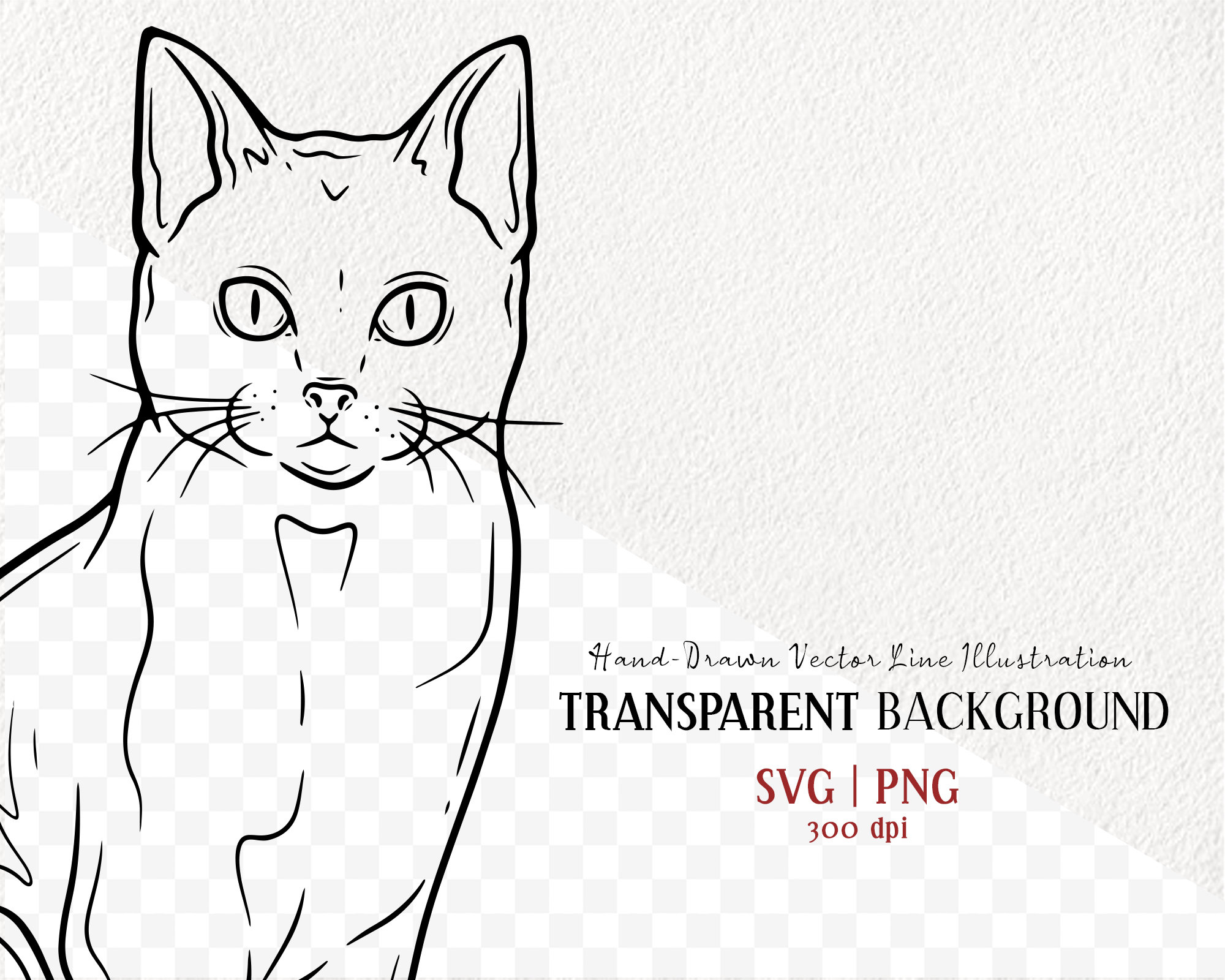 Cat SVG Clipart. Cute Kitty Vector Artwork. Kitten Line - Etsy