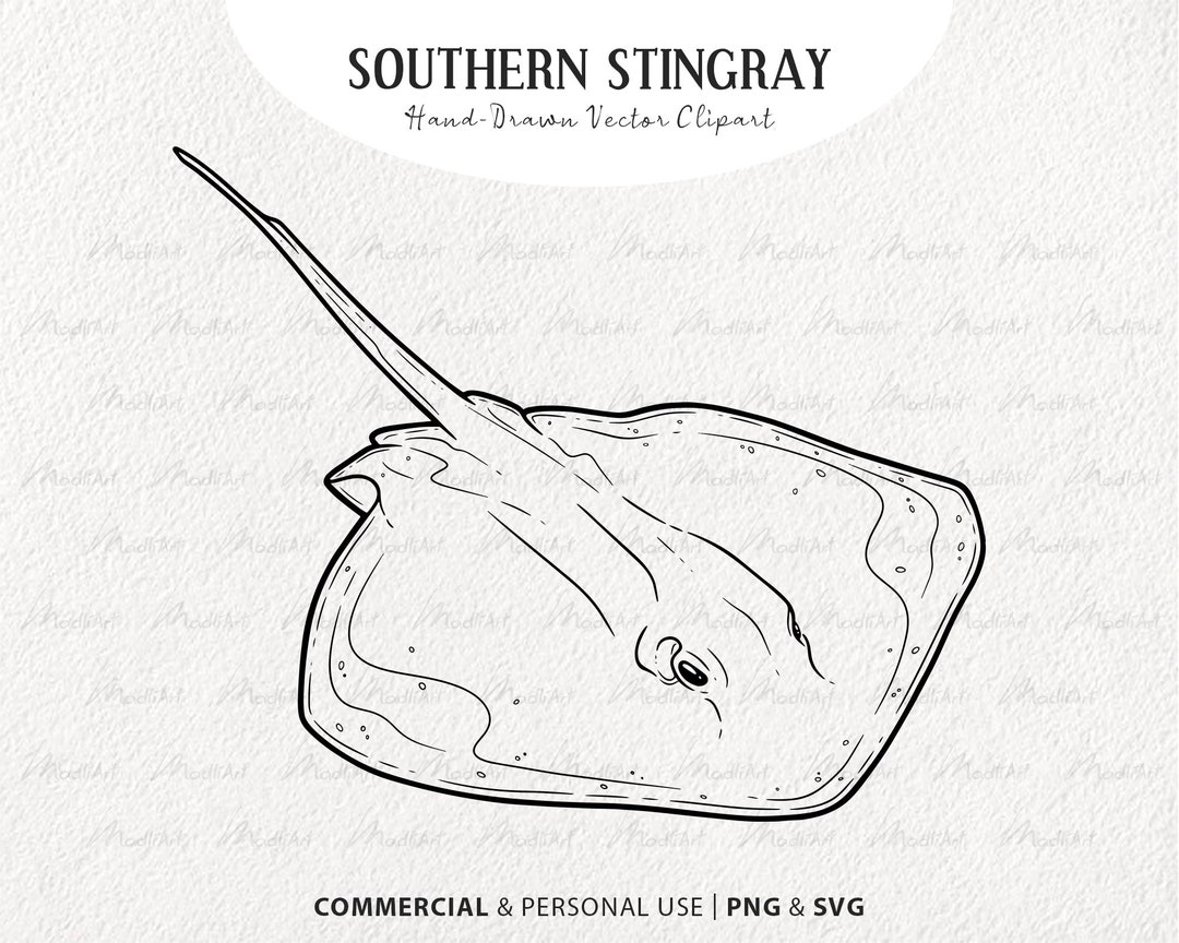 Southern Stingray SVG Clipart. Ray Fish Svg Illustration. Stingray ...
