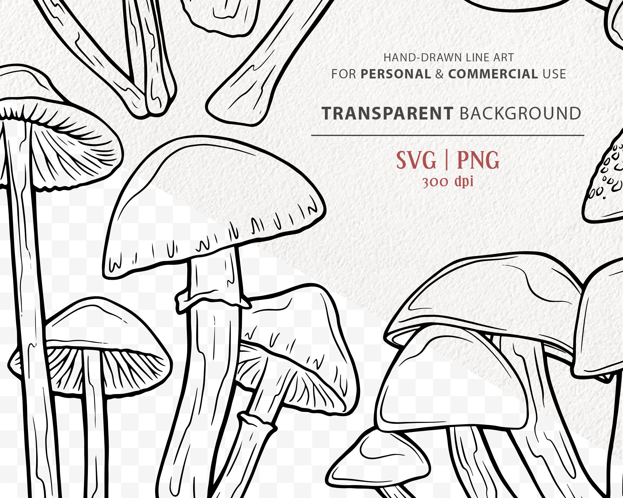 Mushroom Vector Clipart Bundle. Minimal Magic Mushroom Line - Etsy