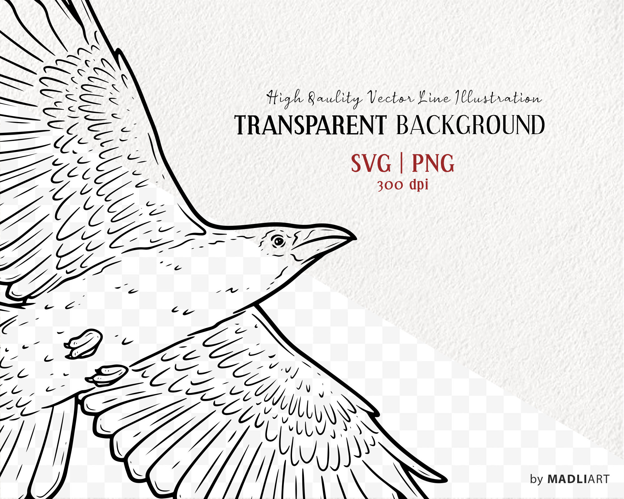 Raven SVG Clipart. Crow Vector Line Drawing. Halloween Crow Clipart ...