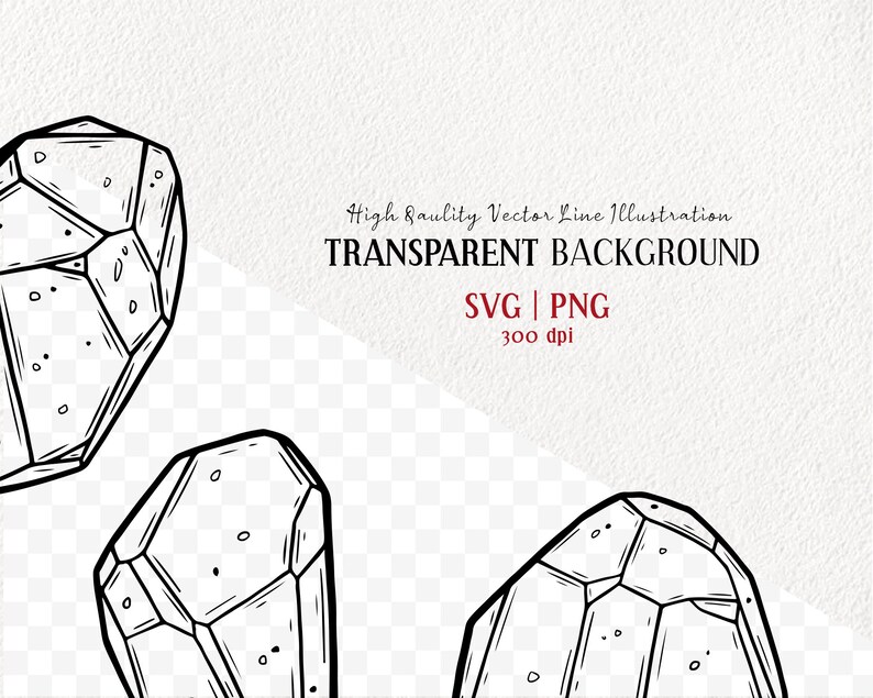 3 Gemstones Vector Clipart Set. Celestial Crystal SVG Outline ...