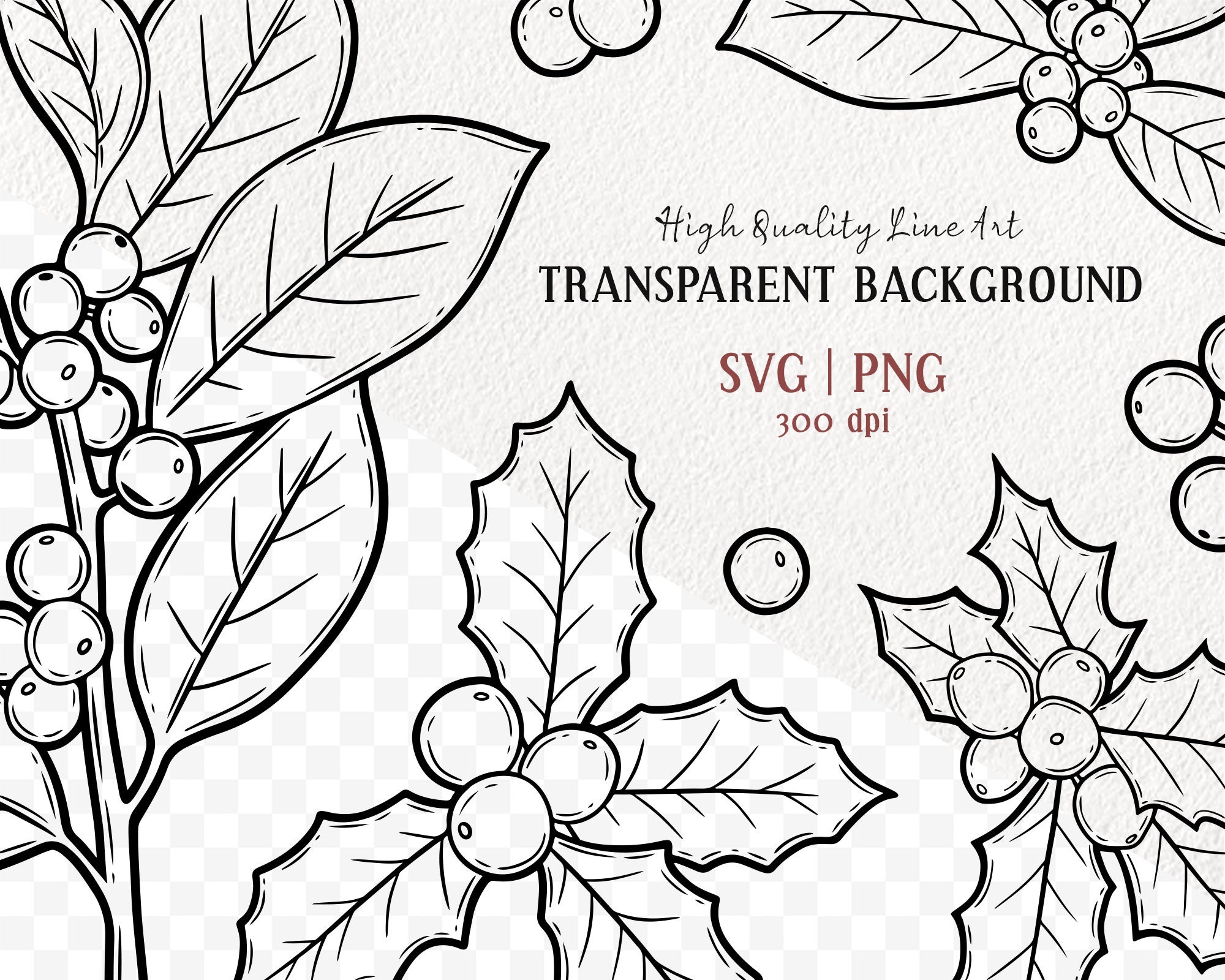 Christmas Holly Vector Clipart Bundle. Mistletoe SVG Leaves. - Etsy