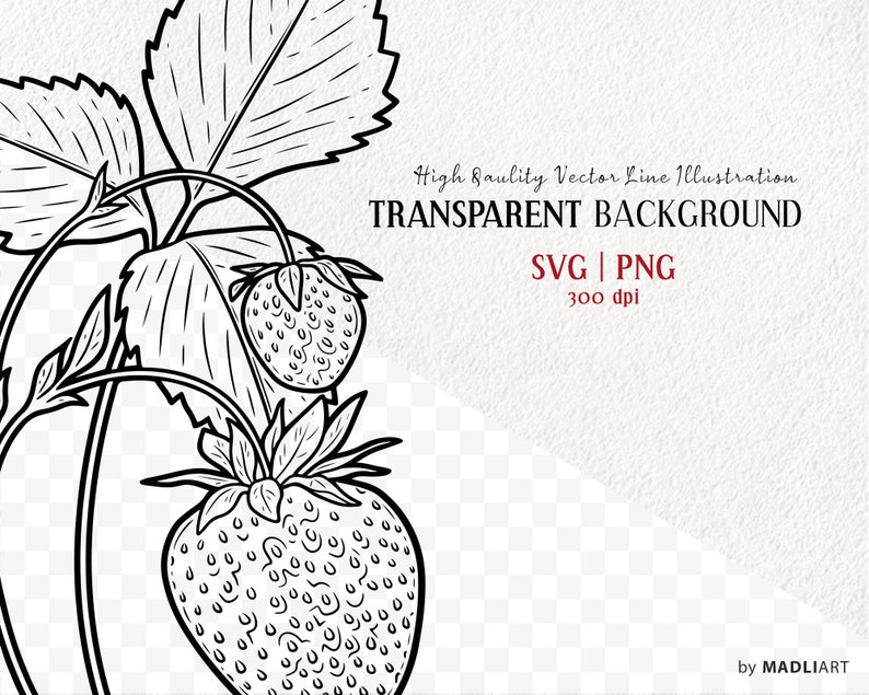 Strawberry SVG Clipart. Vector Strawberry Plant Outline. Strawberries ...
